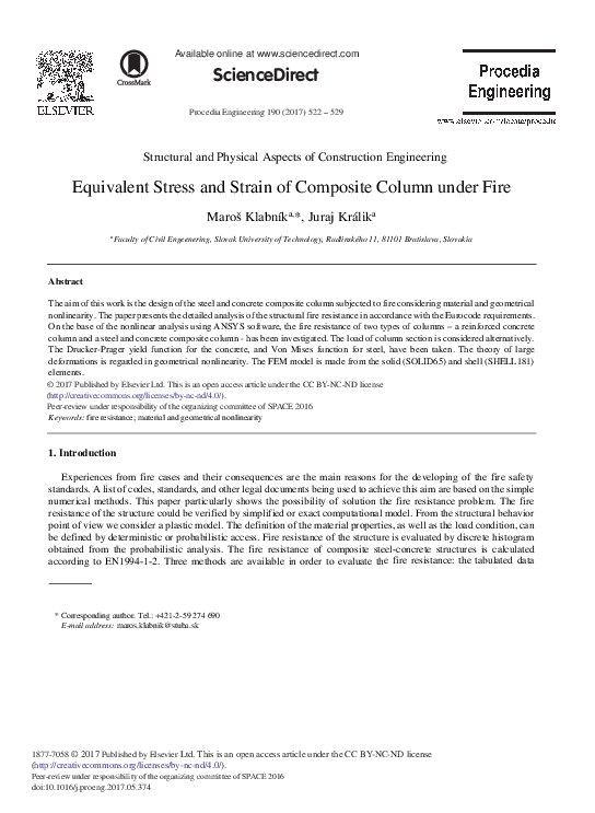 (PDF) Equivalent Stress and Strain of Composite Column under Fire