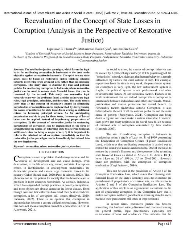 (PDF) Reevaluation of the Concept of State Losses in Corruption ...