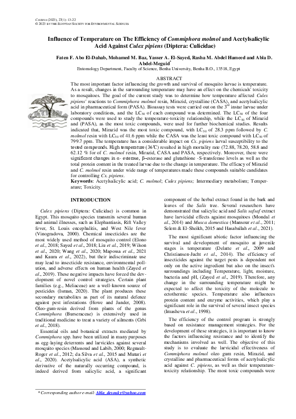 (PDF) Influence of Temperature on The Efficiency of Commiphora molmol and Acetylsalicylic Acid ...