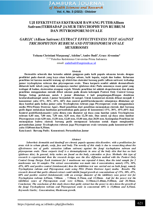 (PDF) GARLIC (Allium Sativum) EXTRACT EFFECTIVENESS TEST AGAINST ...