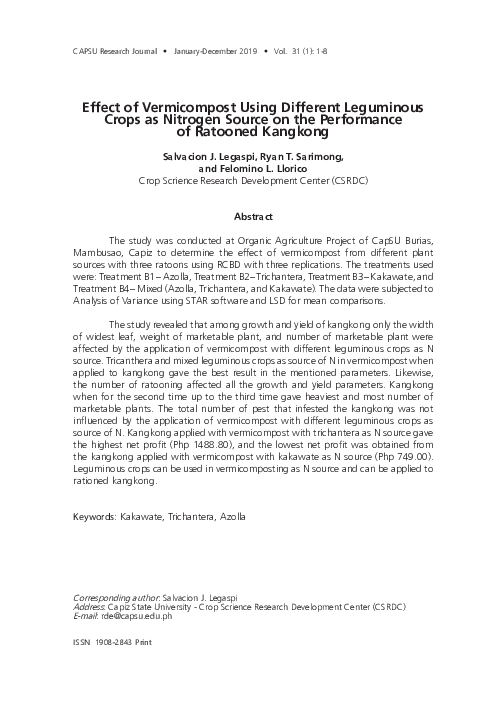 (PDF) Effect of Vermicompost Using Different Leguminous Crops as ...