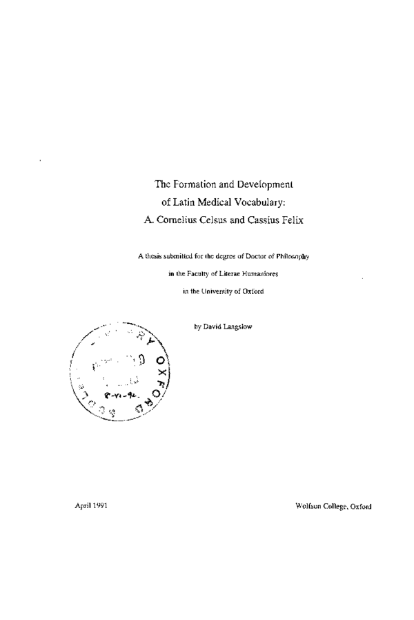 (PDF) The formation and development of Latin medical vocabulary