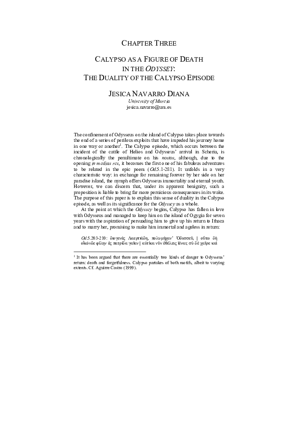 (PDF) Calypso as a Figure of Death in the Odyssey: the Duality of the ...