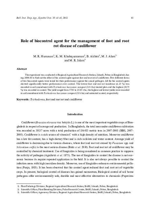 (PDF) Role of biocontrol agent for the management of foot and root rot ...