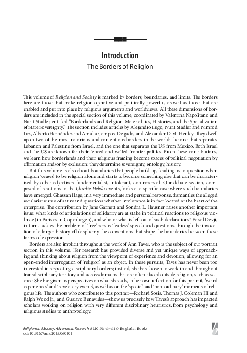 (PDF) Introduction: The Borders of Religion