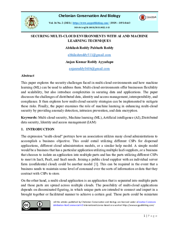 Pdf Securing Multi Cloud Environments With Ai And Machine Learning