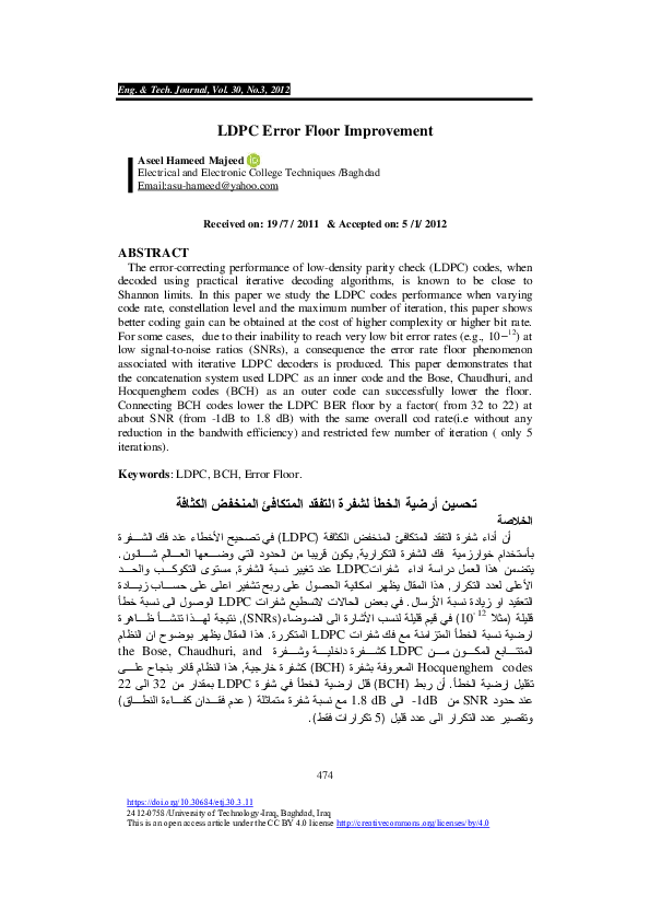 (PDF) LDPC Error Floor Improvement