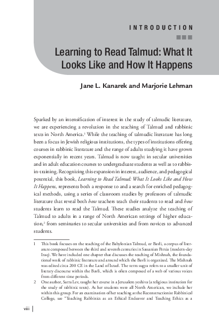(PDF) Introduction. Learning to Read Talmud: What It Looks Like and How ...