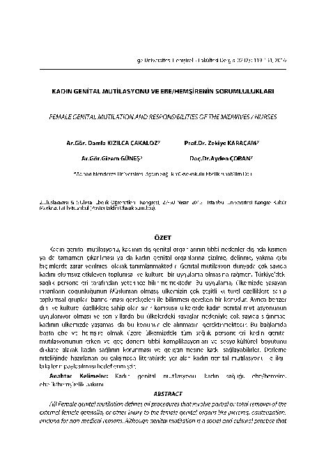 (PDF) Kadin Geni̇tal Muti̇lasyonu Ve Ebe/Hemşi̇reni̇n Sorumluluklari