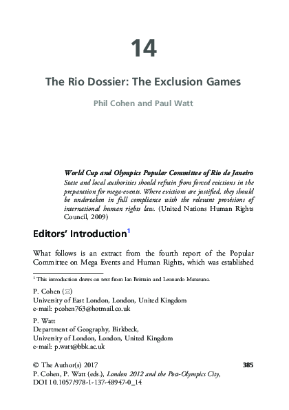 (PDF) The Rio Dossier: The Exclusion Games
