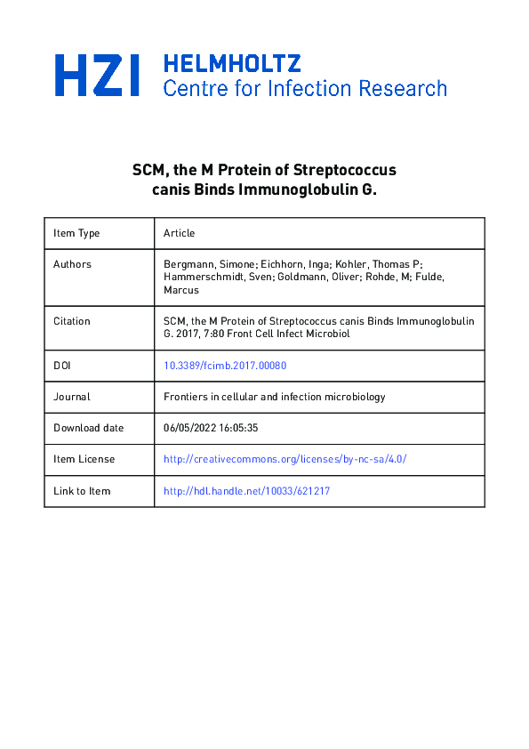 (PDF) SCM, the M Protein of Streptococcus canis Binds Immunoglobulin G ...