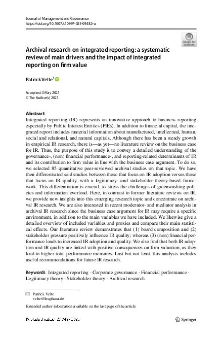 (PDF) Archival research on integrated reporting: a systematic review of ...