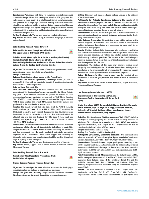 (PDF) Relationship Between Perception And Real-use Of The Upper Limb In Individuals With Stroke