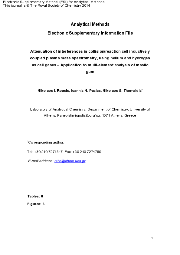 (PDF) Attenuation of interference in collision/reaction cell ...