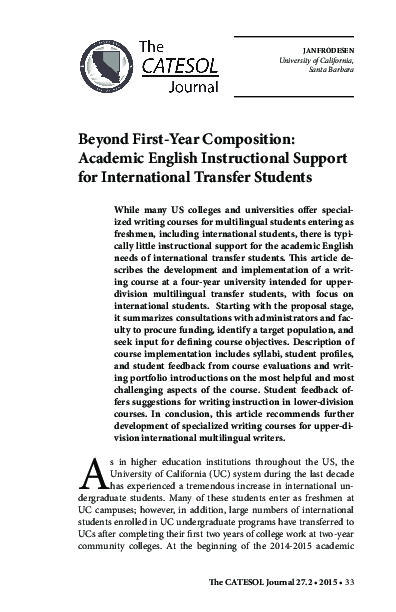(PDF) Beyond First-Year Composition: Academic English Instructional ...