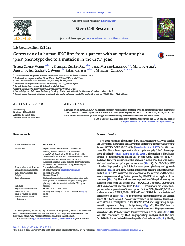(PDF) Generation of a human iPSC line from a patient with an optic ...