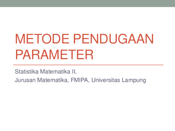 (PDF) Metode pendugaan parameter