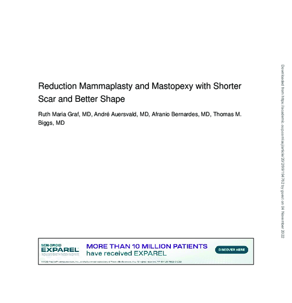 (PDF) Reduction mammaplasty and mastopexy with shorter scar and better ...