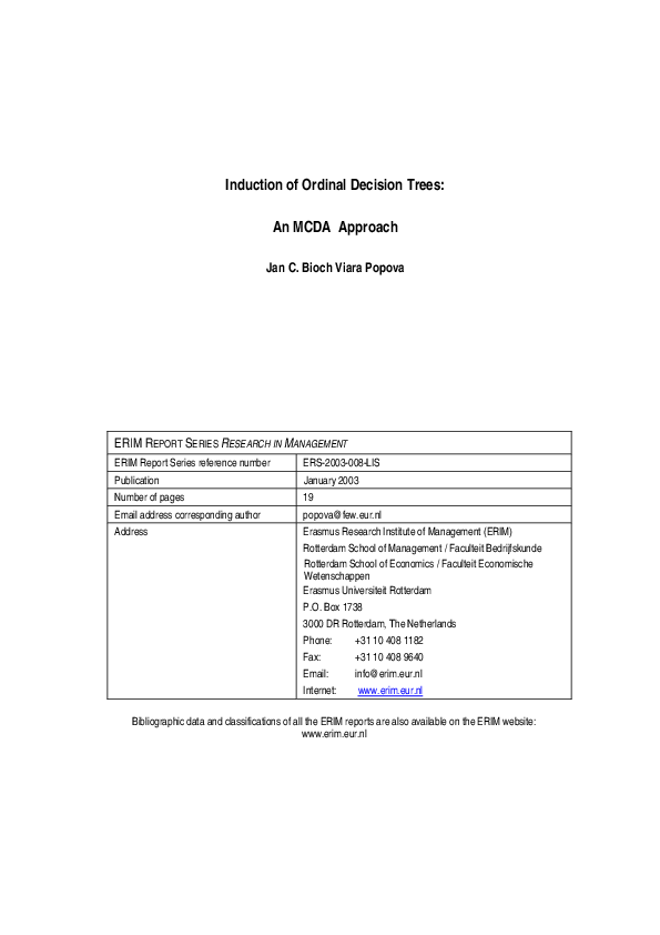 (PDF) Induction of Ordinal Decision Trees: An MCDA Approach