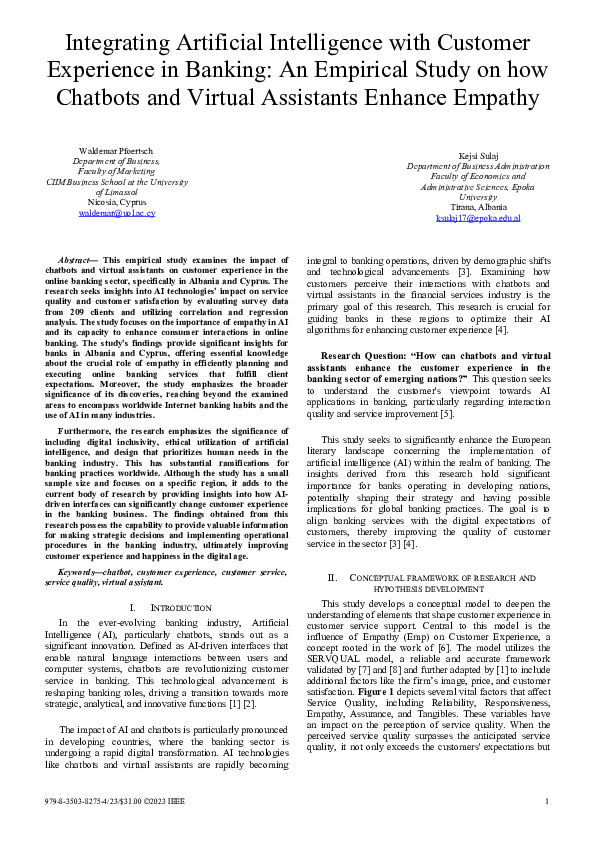 (DOC) Integrating Artificial Intelligence with Customer Experience in Banking: An Empirical ...