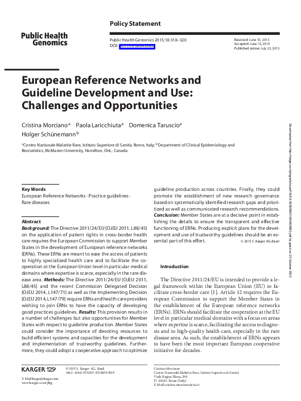 (PDF) European Reference Networks and Guideline Development and Use ...