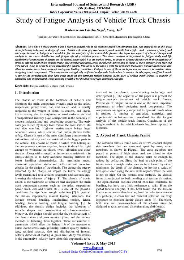 (PDF) Study of Fatigue Analysis of Vehicle Truck Chassis