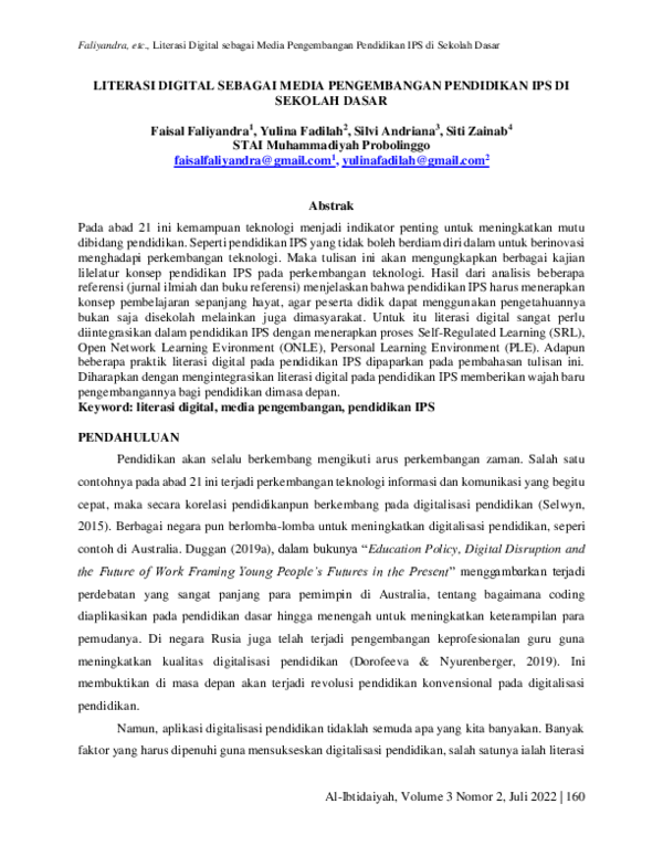 (PDF) Literasi Digital Sebagai Media Pengembangan Pendidikan Ips DI ...
