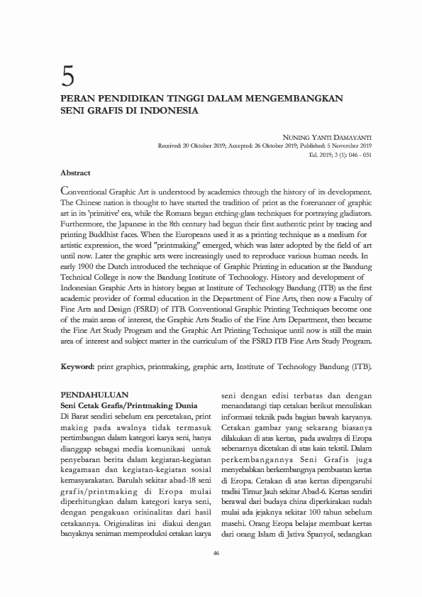 (PDF) Peran Pendidikan Tinggi Dalam Mengembangkan Seni Grafis DI Indonesia