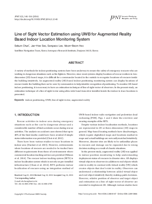 (PDF) Line of Sight Vector Estimation using UWB for Augmented Reality ...