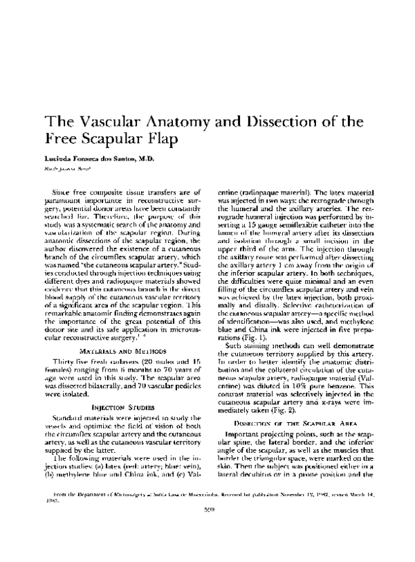 (PDF) The Vascular Anatomy and Dissection of the Free Scapular Flap