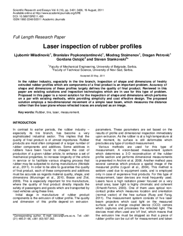 (PDF) Laser inspection of rubber profiles