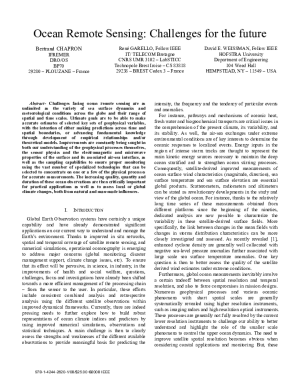 (PDF) Future Challenges in Ocean Remote Sensing