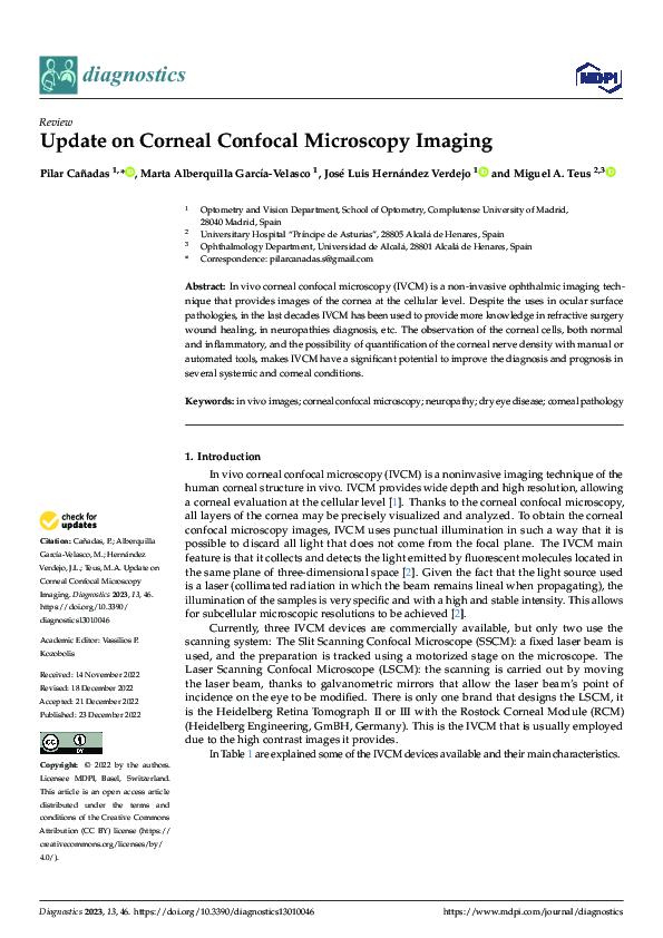 (PDF) Update on Corneal Confocal Microscopy Imaging