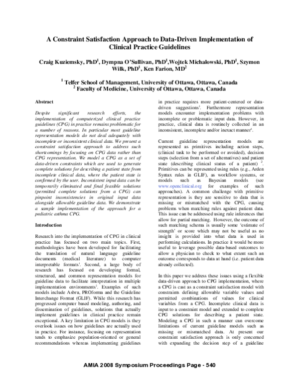 Pdf A Constraint Satisfaction Approach To Data Driven Implementation