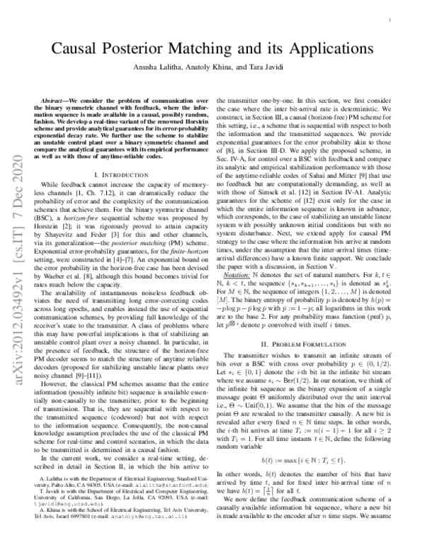 Pdf Causal Posterior Matching And Its Applications