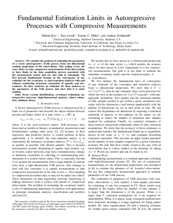 (PDF) Fundamental estimation limits in autoregressive processes with compressive measurements