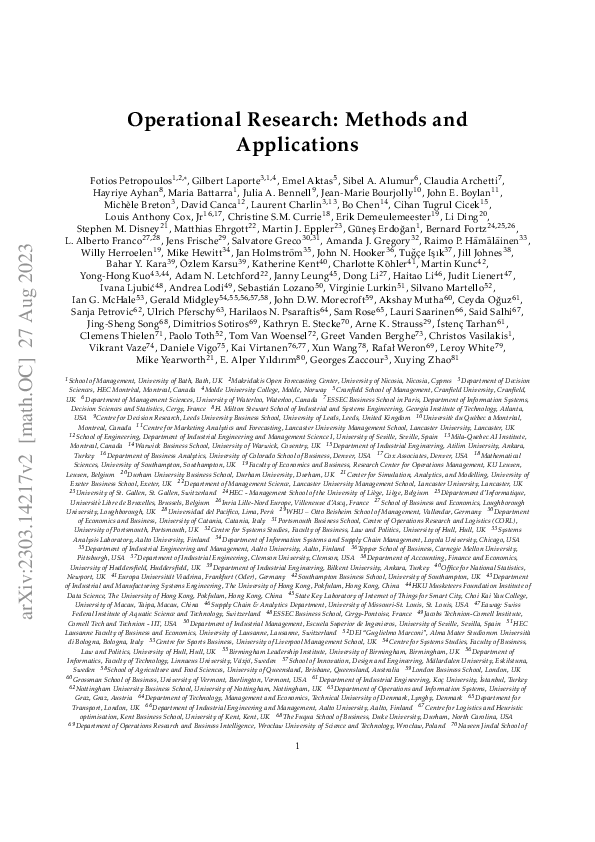 (PDF) Operations Research: Science and Applications