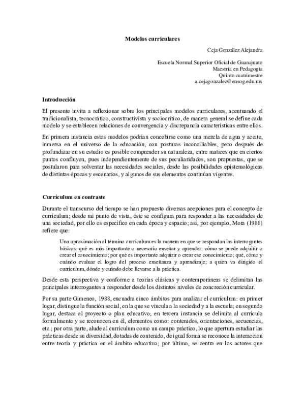 (PDF) Modelos curriculares