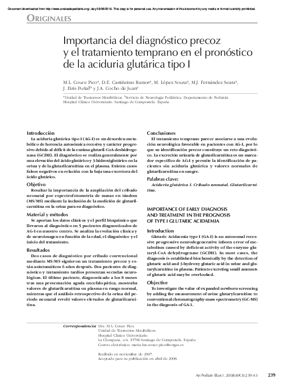 (PDF) Importancia del diagnóstico precoz y el tratamiento temprano en el pronóstico de la ...