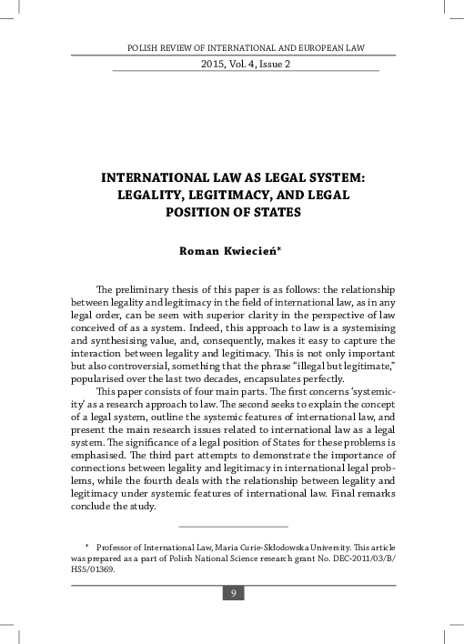 (PDF) International Law as Legal System: Legality, Legitimacy, and ...
