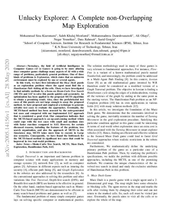 (PDF) Unlucky Explorer: A Complete non-Overlapping Map Exploration