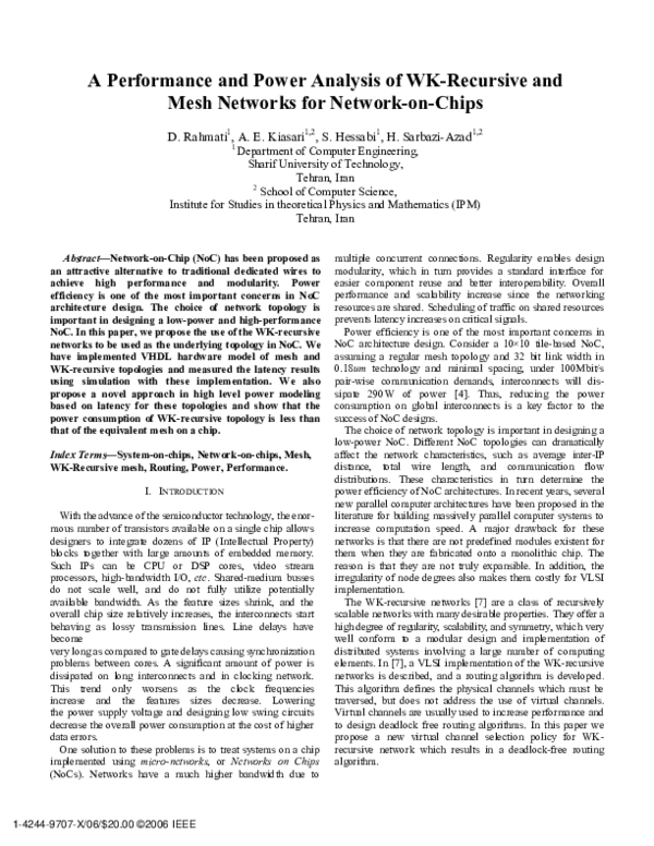 (PDF) A Performance and Power Analysis of WK-Recursive and Mesh ...