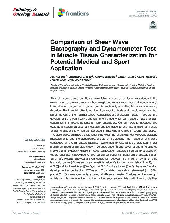 (PDF) Comparison of Shear Wave Elastography and Dynamometer Test in ...