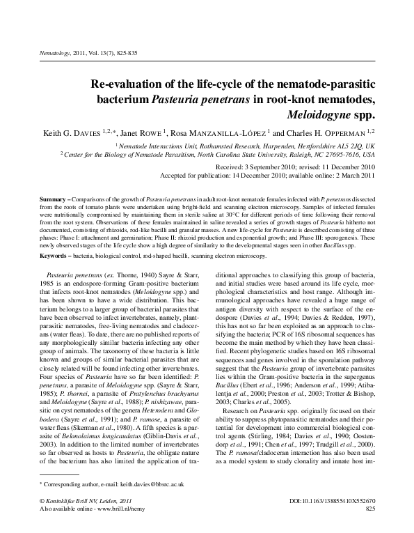 (PDF) Re-evaluation of the life-cycle of the nematode-parasitic ...