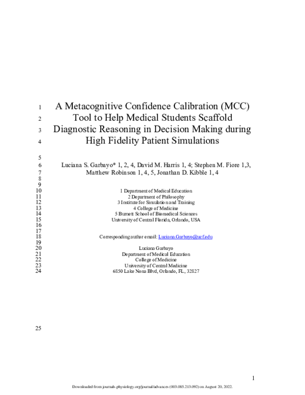 (PDF) A Metacognitive Confidence Calibration Tool to Help Medical Students Scaffold Diagnostic ...
