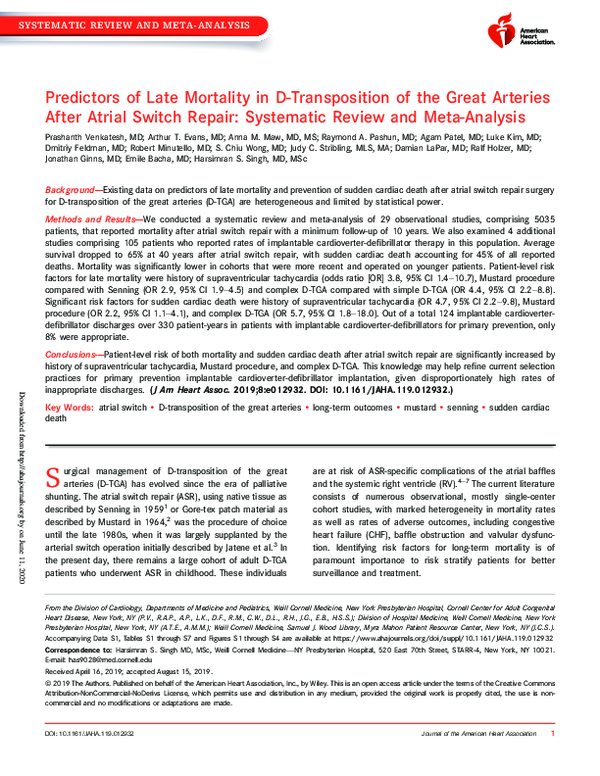 (PDF) Predictors of Late Mortality in D‐Transposition of the Great ...