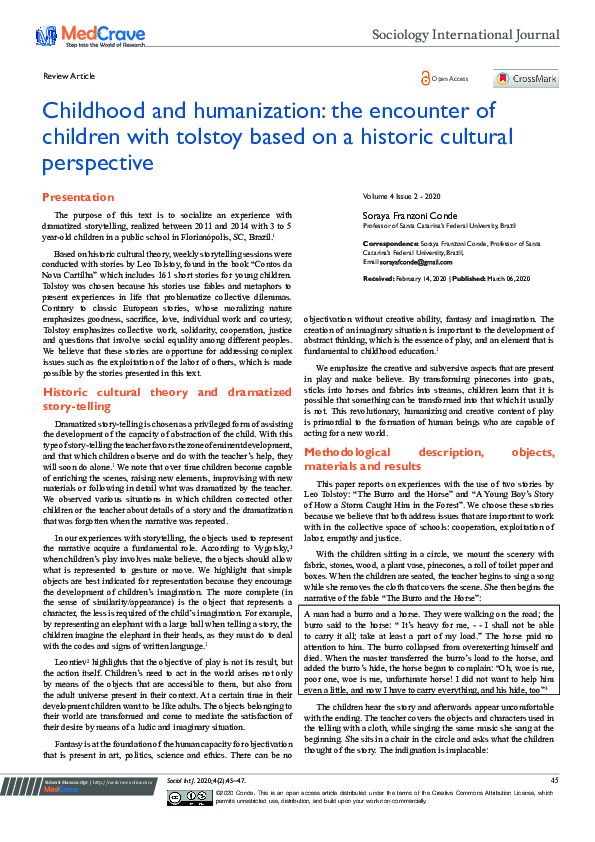 (PDF) Childhood and humanization: the encounter of children with ...