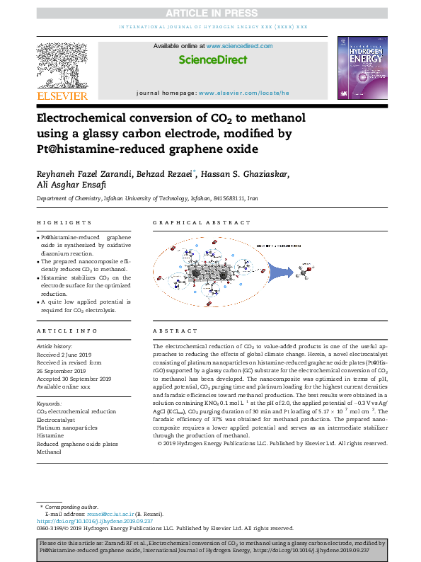 (PDF) Electrochemical conversion of CO2 to methanol using a glassy ...