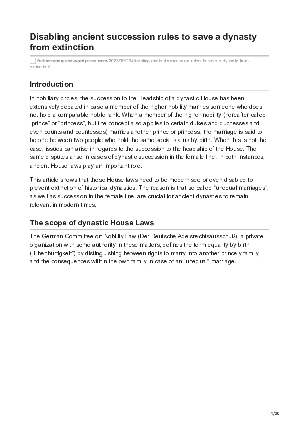 (PDF) Disabling ancient succession rules to save a dynasty from extinction