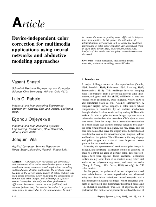 (PDF) Device-independent Color Correction for Multimedia Applications ...